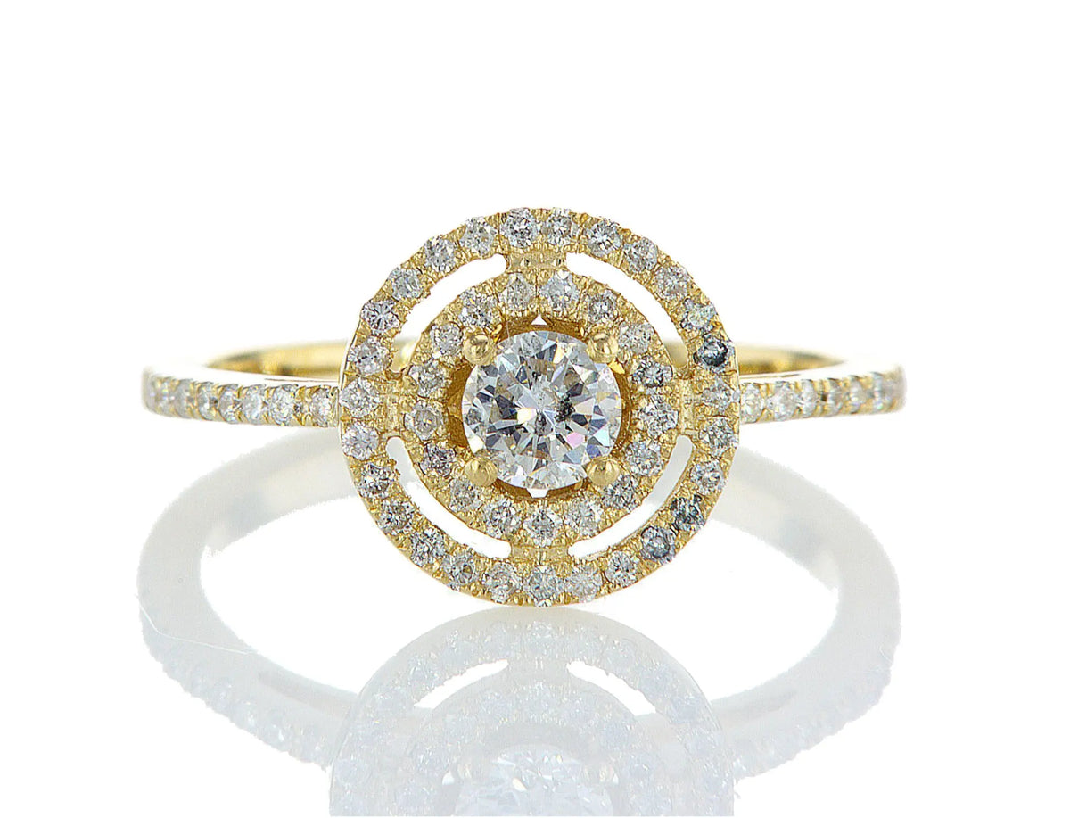 טבעת מעוצבת אינה - יהלום טבעי וכתר יהלומים כפול – Fermond Jewelry