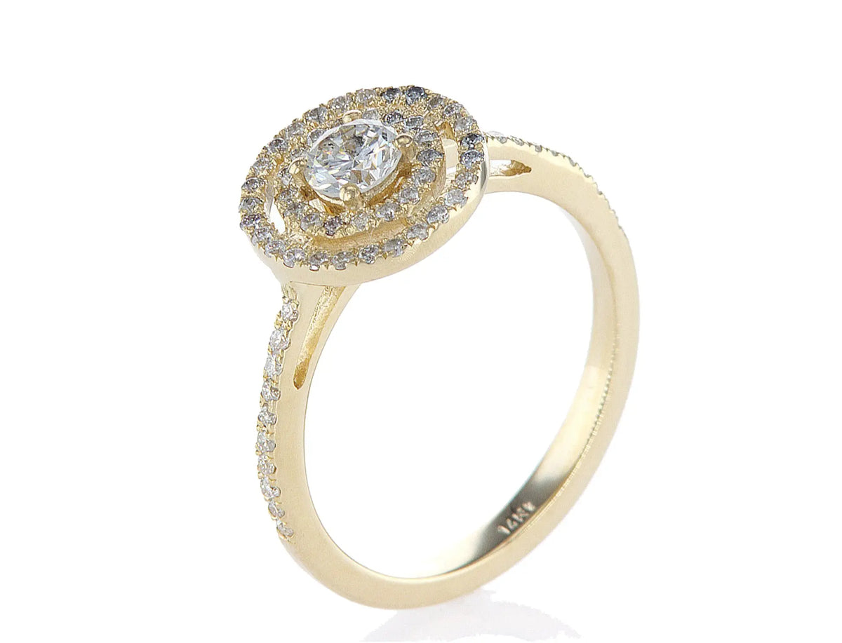 טבעת מעוצבת אינה - יהלום טבעי וכתר יהלומים כפול – Fermond Jewelry